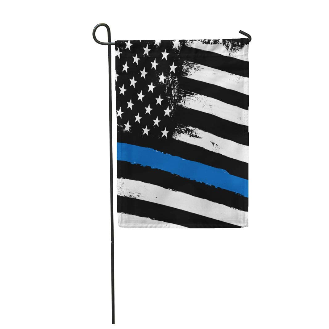 KDAGR America Thin Blue Line Black Flag Police Closeup Raster Garden ...