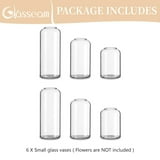 Glasseam Clear Bud Vases, Modern Round Small Glass Cylinder, Set of 6 ...