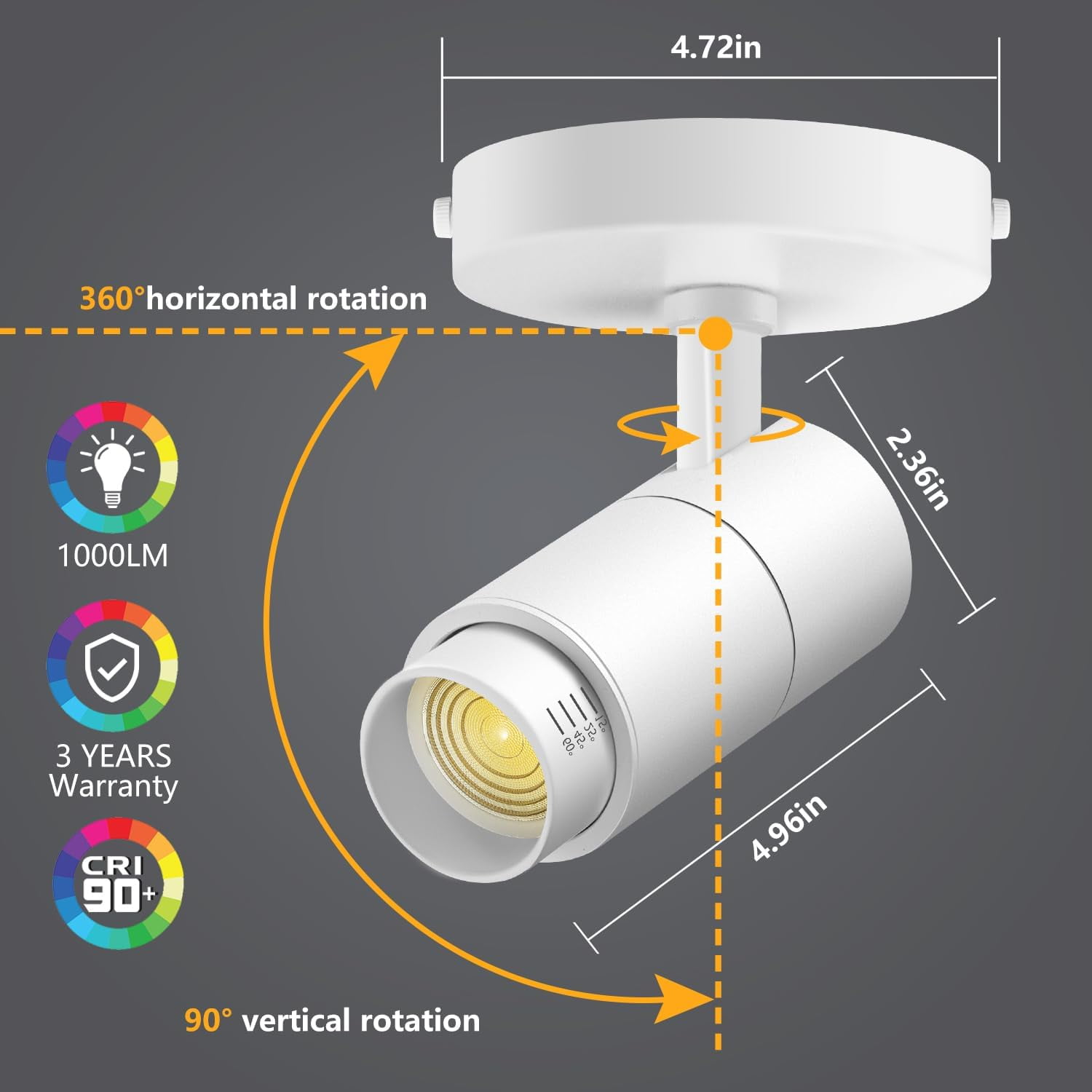 Gallery Light VANoopee 3-Color Dimmable LED Ceiling Spotlight Flush ...