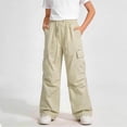 Avtoify Elastic Drawstring Pocket Wide Leg Cargo Trouser Summer Girls ...