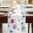 Blue Purple Red Hydrangea Burlap Cotton Table Runner 18x72 Inches Long ...