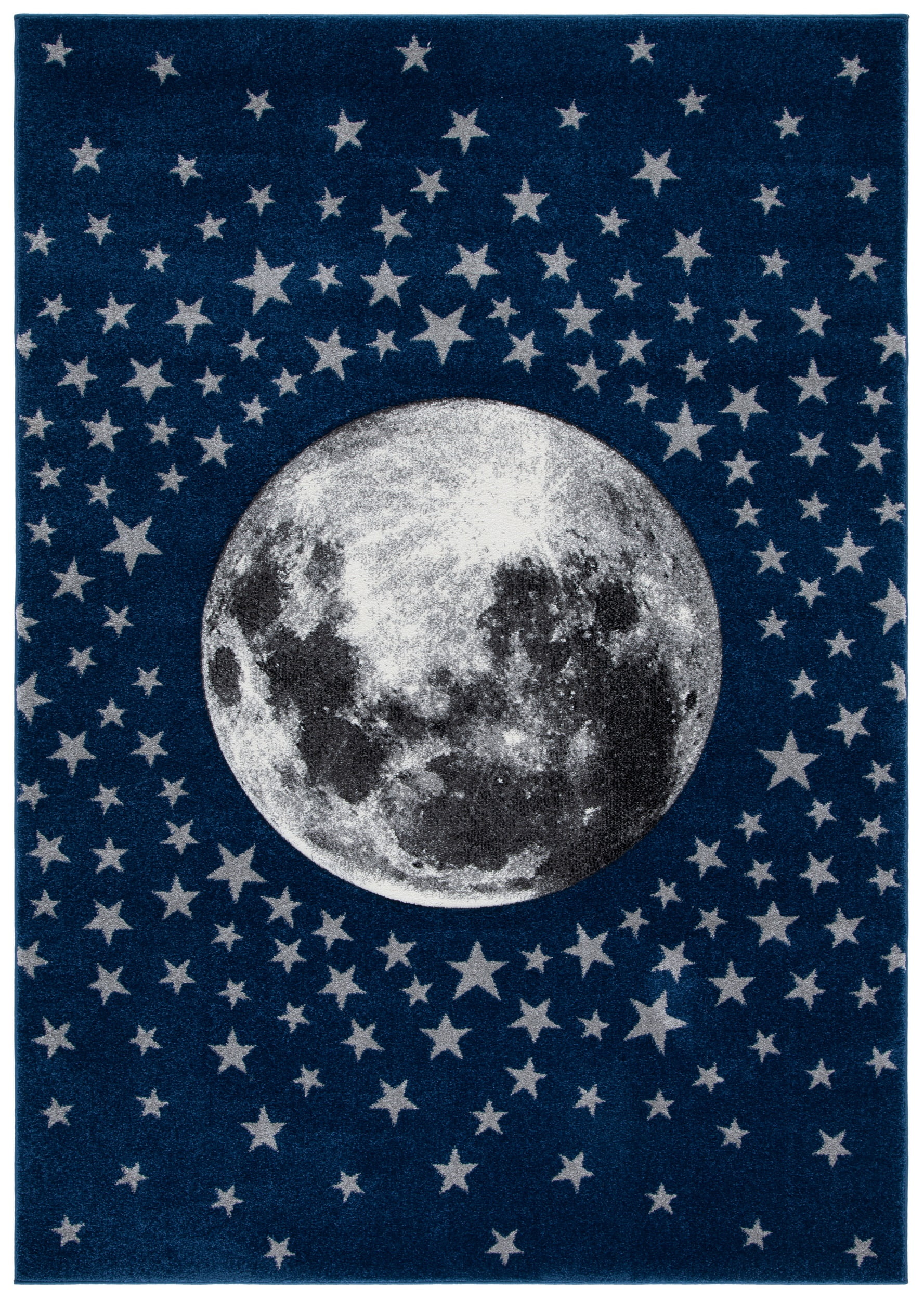 SAFAVIEH Carousel Kids Moon in the Stars Area Rug, Navy/Grey, 3'3" x 5 ...