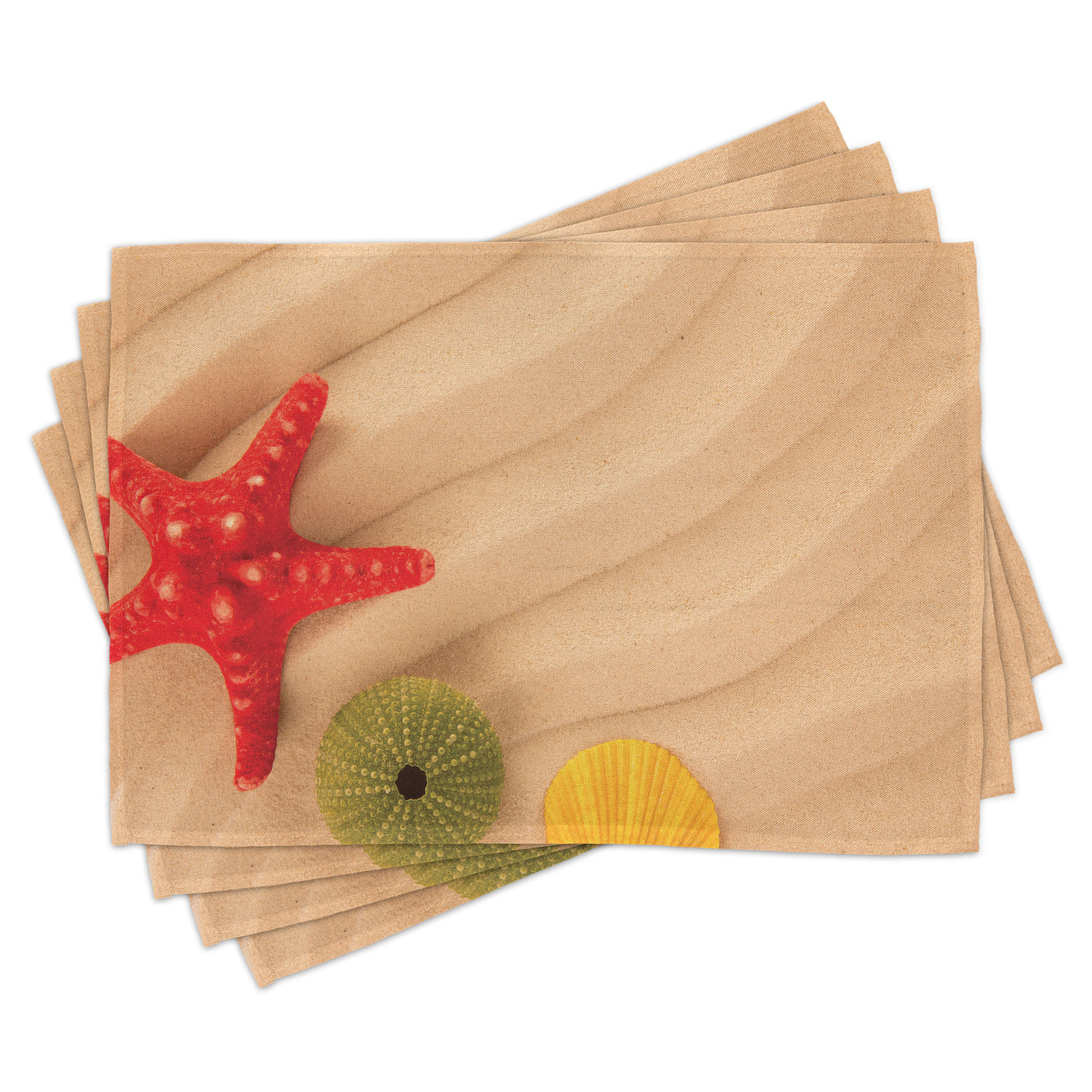 Seashells Placemats Set of 4 Sea Shells on Beach Caribbean Exotic ...