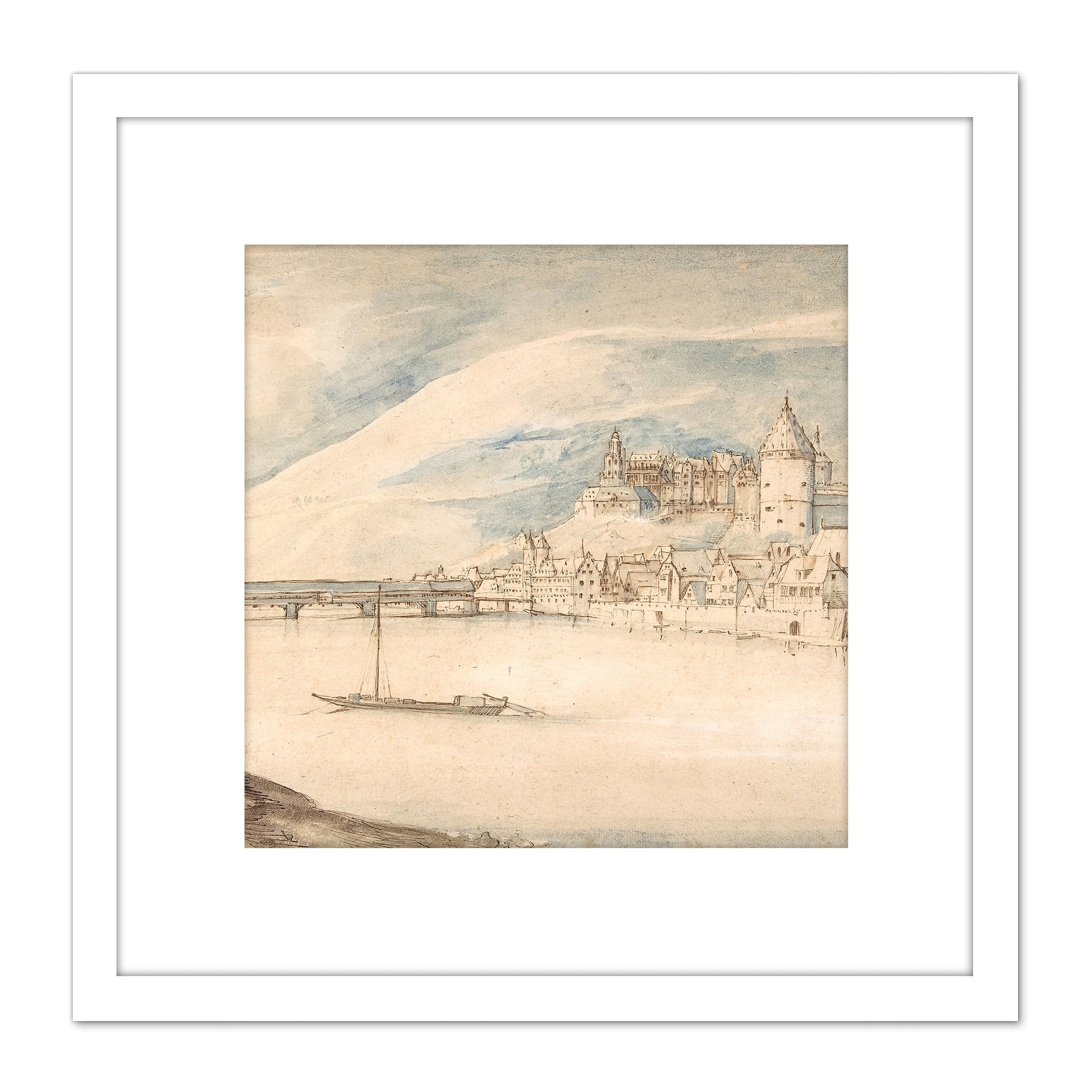 Brueghel Elder View Of Heidelberg Drawing 8X8 Inch Square Wooden Framed ...