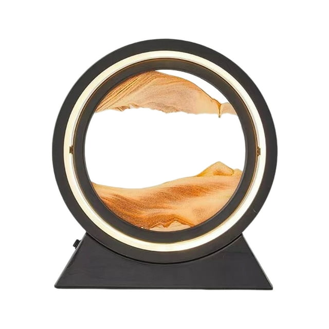 3D Moving Sand Art Desk Lamp 360° Rotating Hourglass Decoration ...