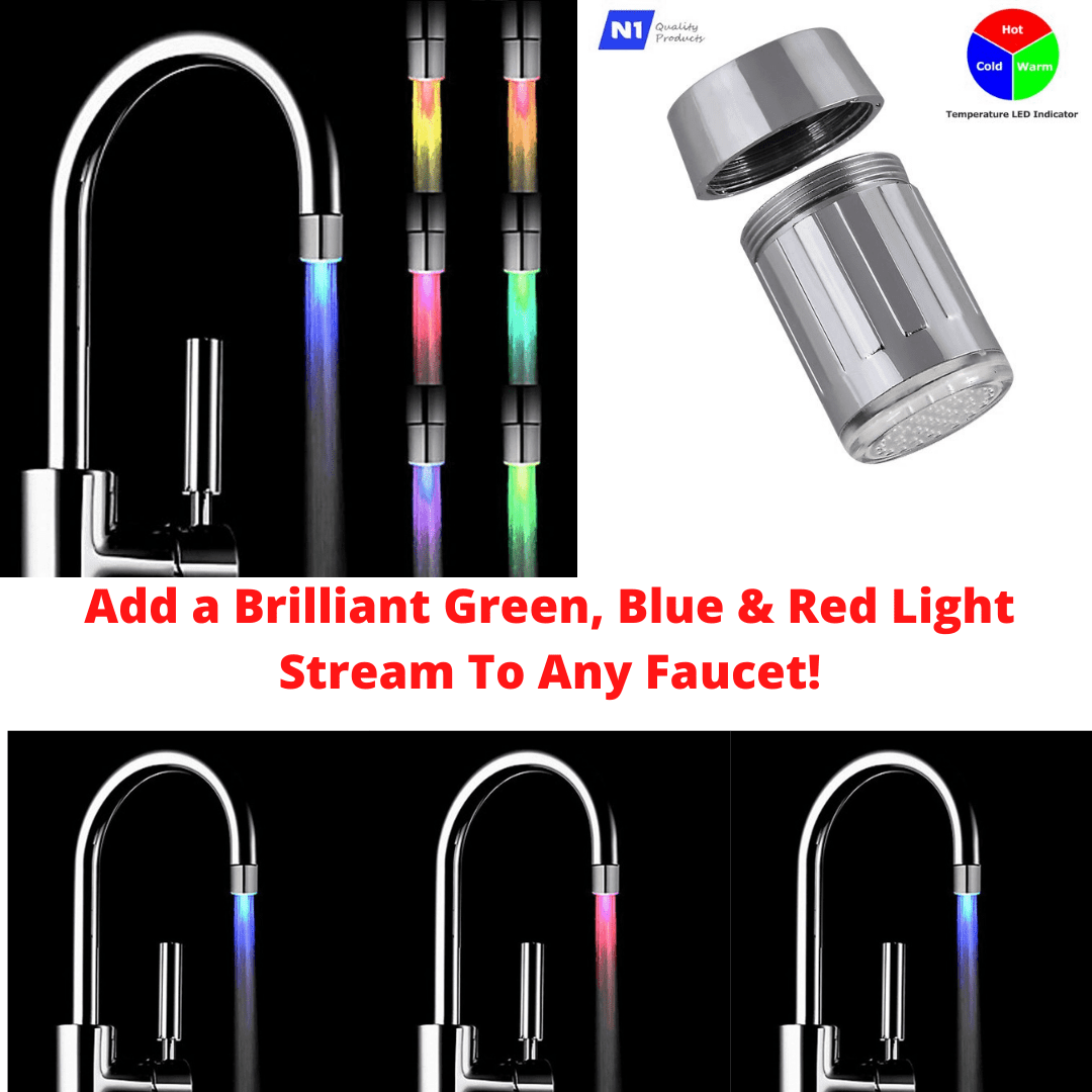 N1-Water Stream Faucet LED Light RGB Temperature Sensor Or 7 Colors ...