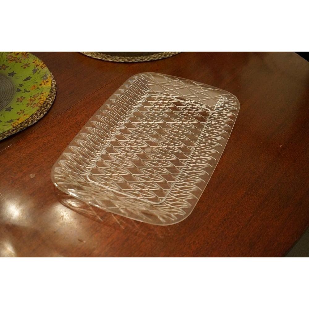 Clear Plastic Serving Platter 16 in x 10.5 in Set of Three - Walmart ...