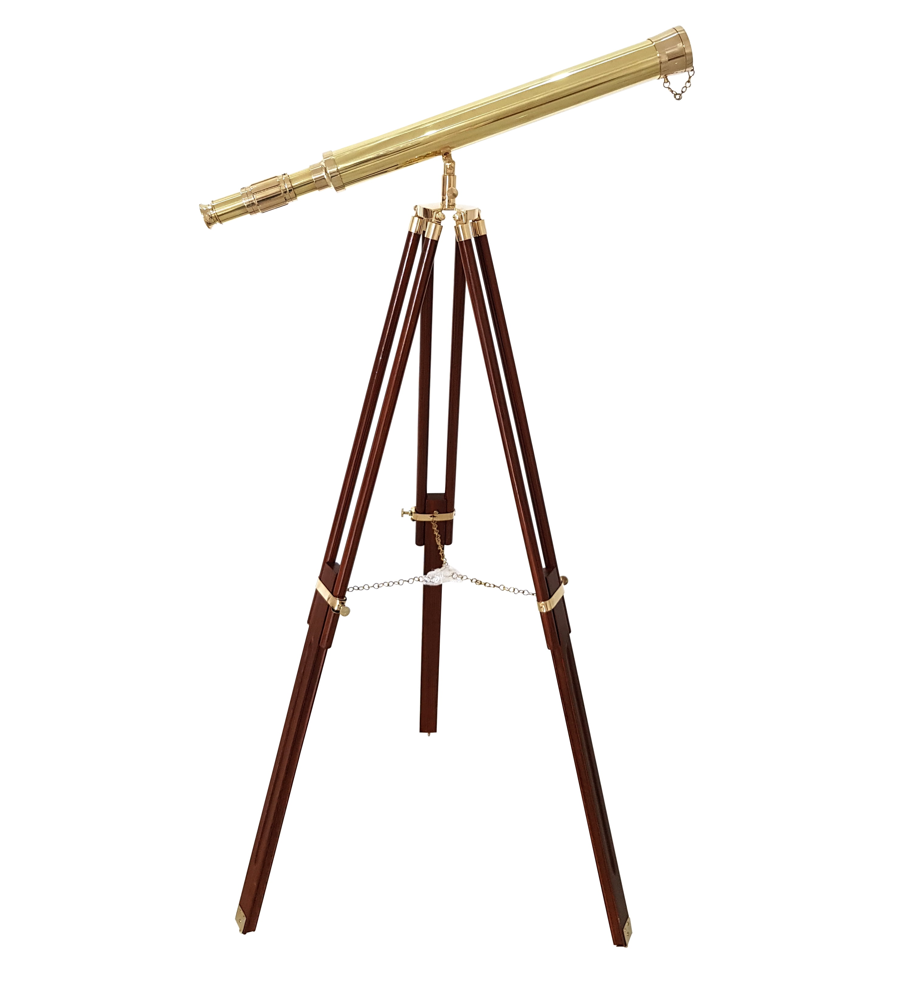 Free Shipping! A Shiny Brass Nautical Single Barrel Telescope Wooden ...