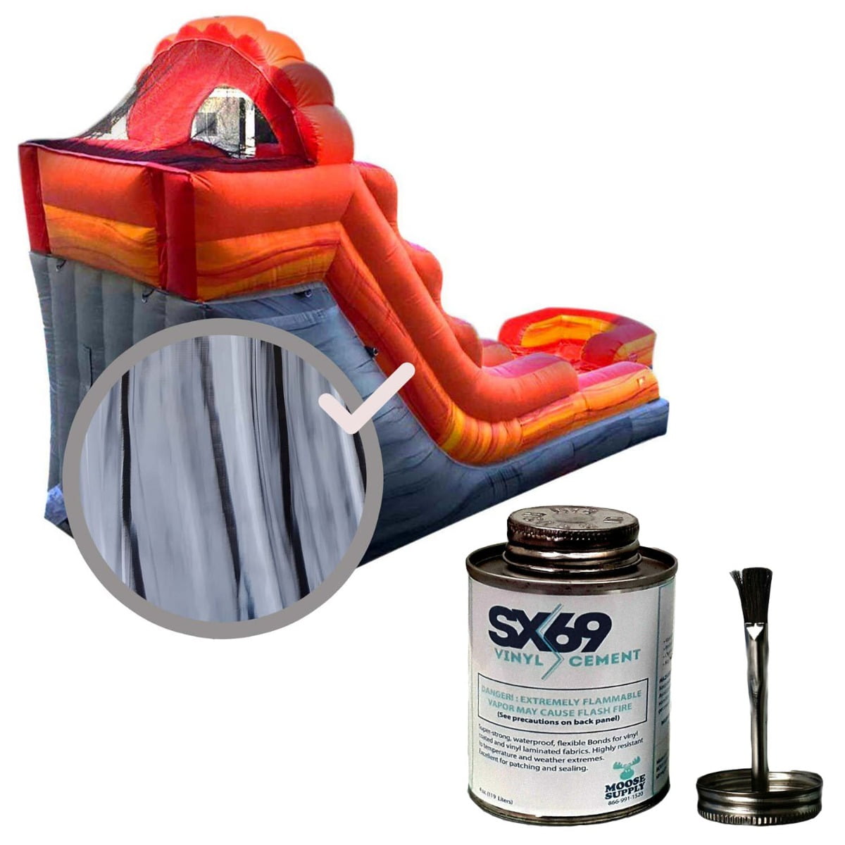 Moose Supply Inflatable Bounce House Vinyl Repair Kit with 4oz SX69 ...