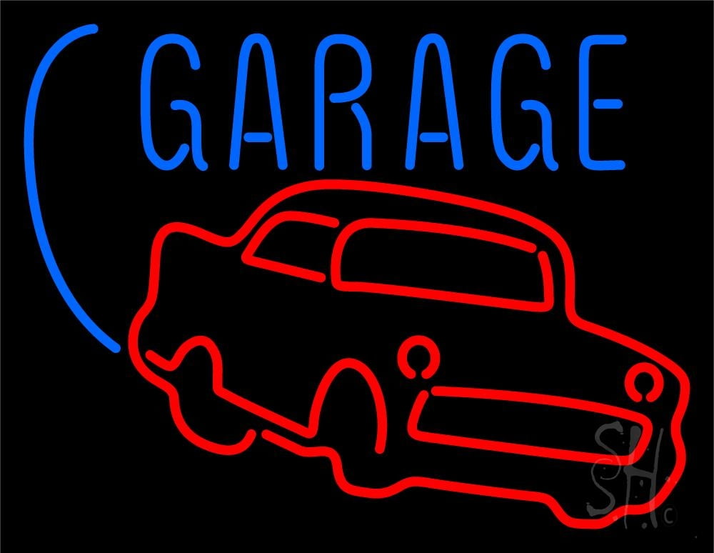 Red Car Logo White Garage LED Neon Sign 15 x 19 - inches, Clear Edge ...