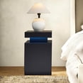 Black Night Stands with Set of 2, LED Bedside Table for Bedroom, Modern ...