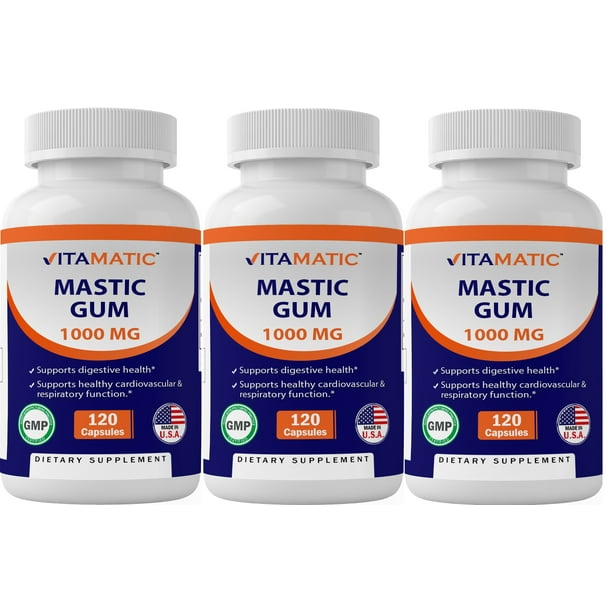 3 Pack - Vitamatic Mastic Gum 1000mg per Serving 120 Capsules - Walmart.com