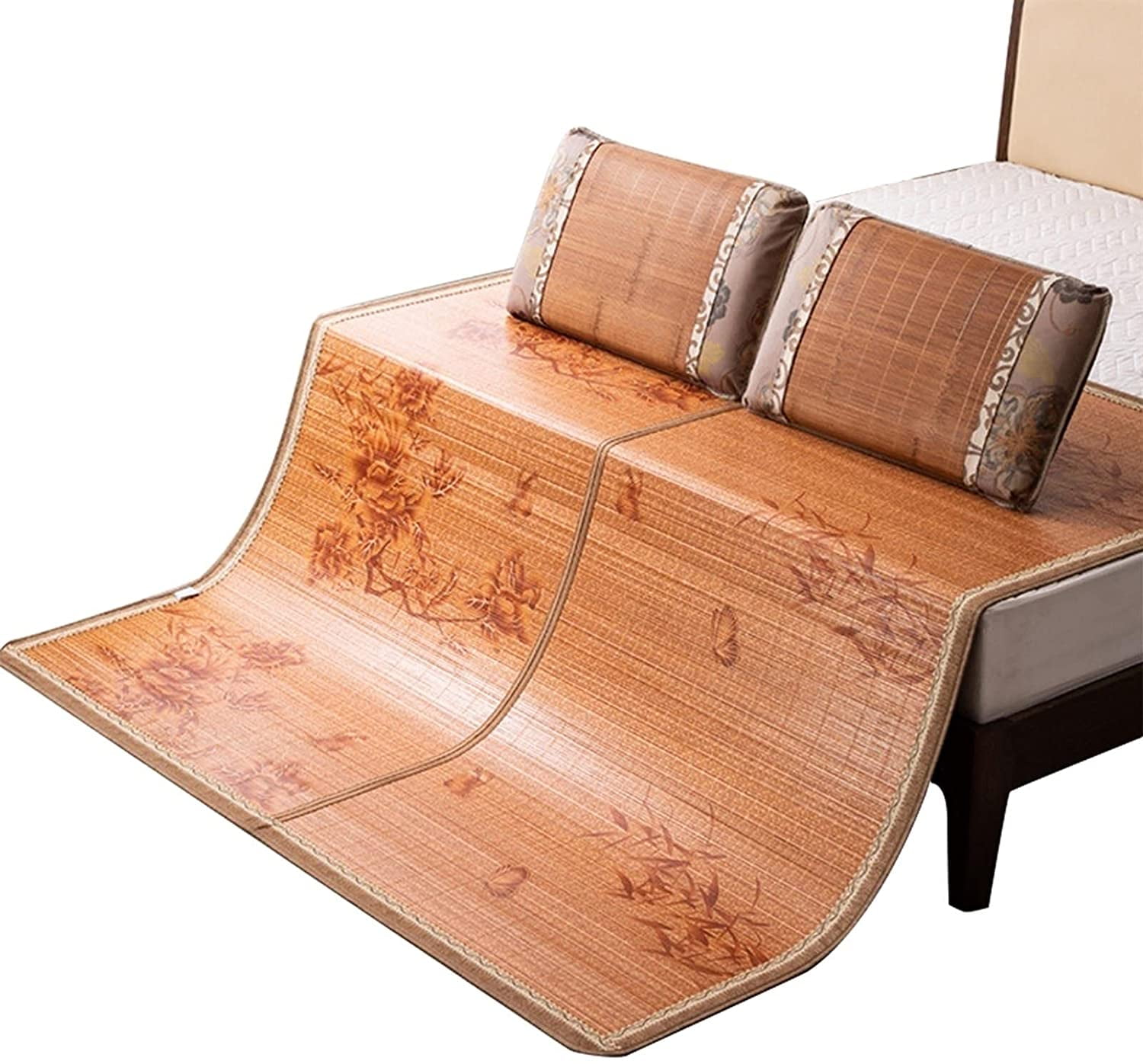 Cool Mattress Bamboo Mat, 3-Piece Bedding Straw Mat Summer Sleeping ...