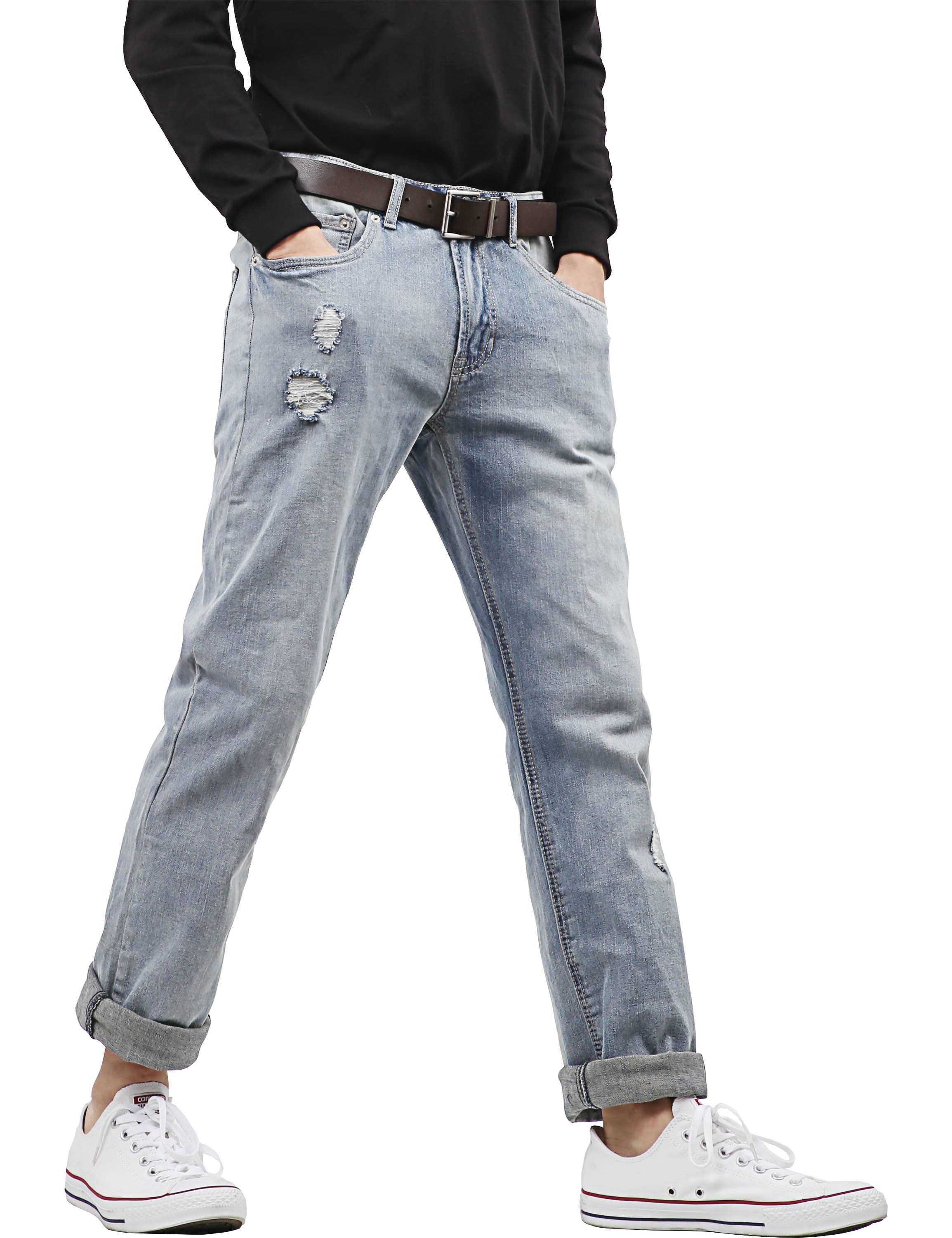 Mens Fashion Jeans Rolled