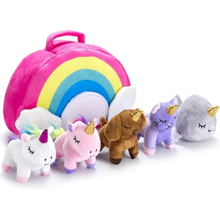 Diayung Stuffed Toy Unicorn Animal Set – Set of 5 Stuff Toys for ...