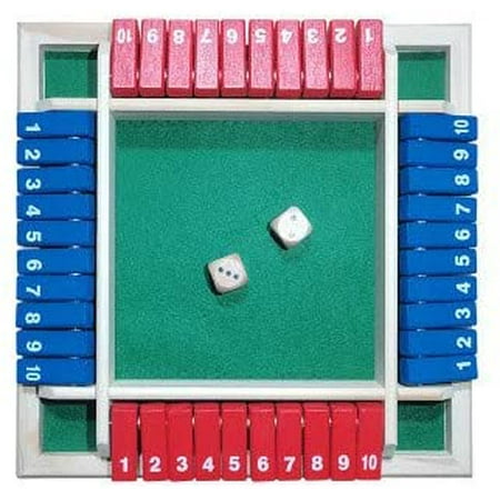 HTAIGUOWooden Shut The Box 4-Players Wooden Box Number Dice Game Bar ...