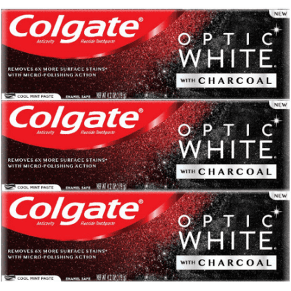 Colgate Optic White with Charcoal Whitening Toothpaste, Cool Mint Black ...