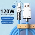 120W Super Fast Charging Type-C Cable, 180 Rotating Elbow, Built-in LED ...