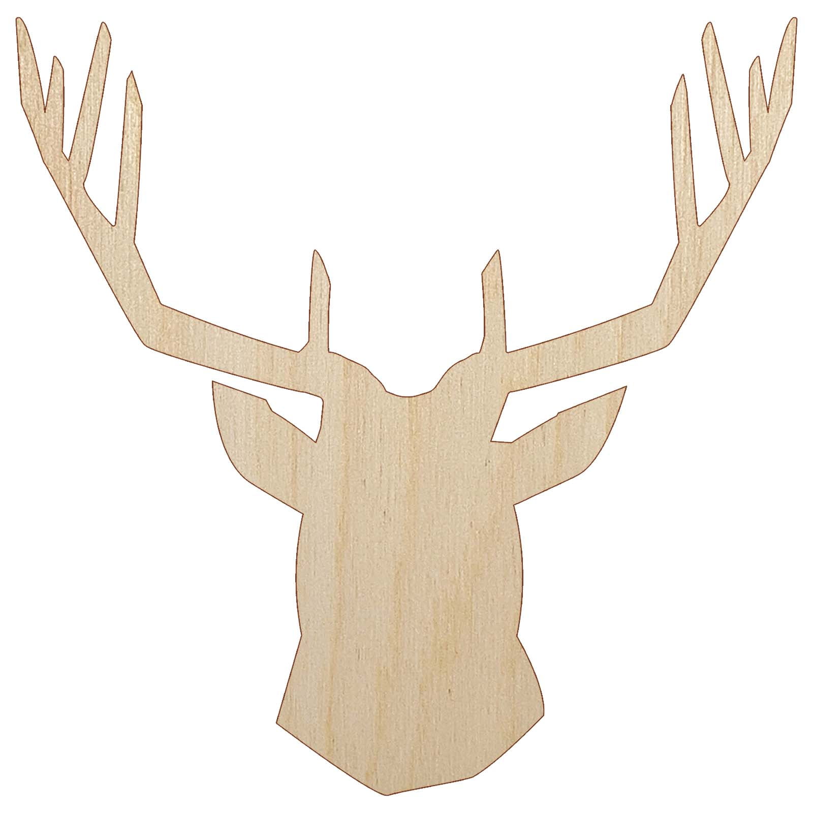Deer Stag Head Solid Wood Shape Unfinished Piece Cutout Craft DIY ...