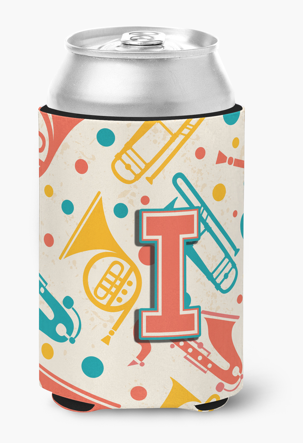 Letter I Retro Teal Orange Musical Instruments Initial Can or Bottle ...