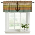 Anchor 2 Panels Kitchen Valance, Vintage Yellow Orange Wood Board ...