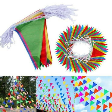 60 Flags Imitated Burlap Pennant Banner Multicolor Fabric Triangle Flag ...