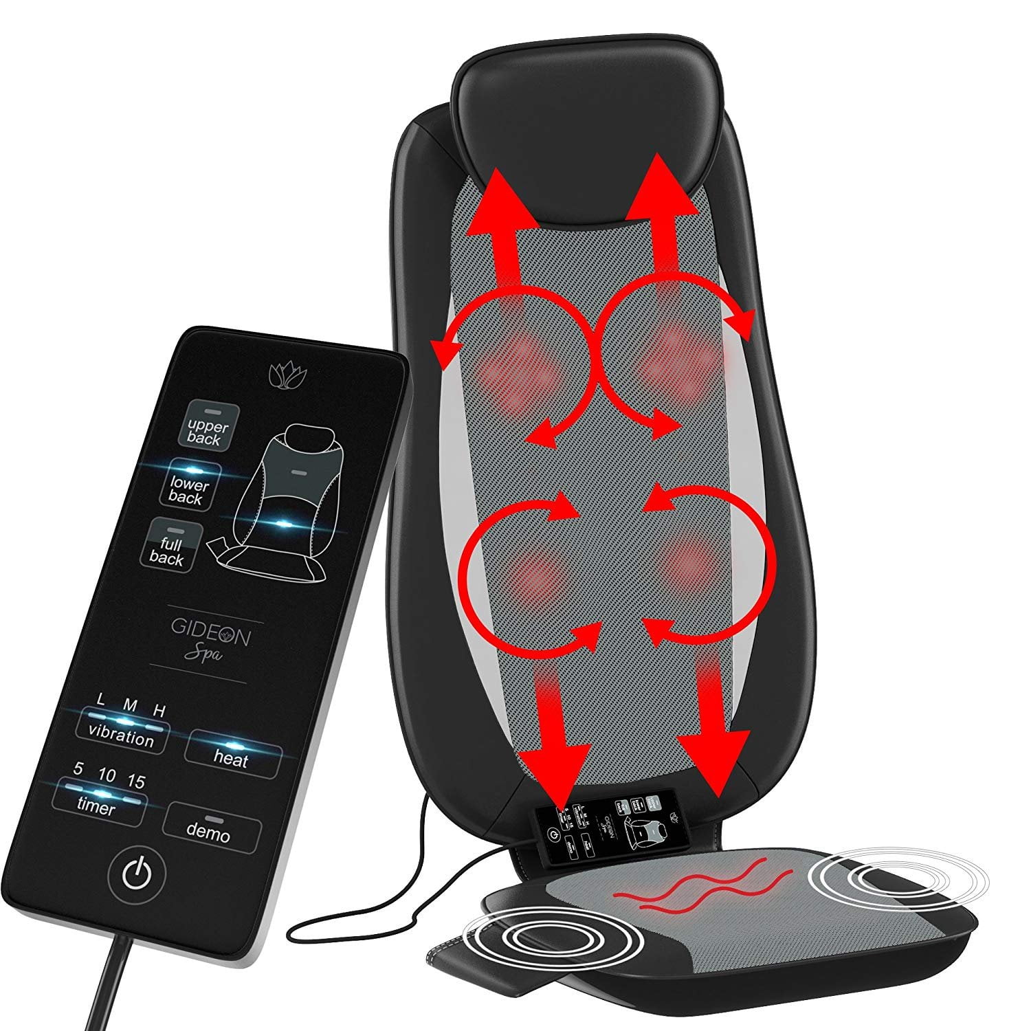 Gideon Six-Program Shiatsu Massager Customizable Massaging Cushion With ...