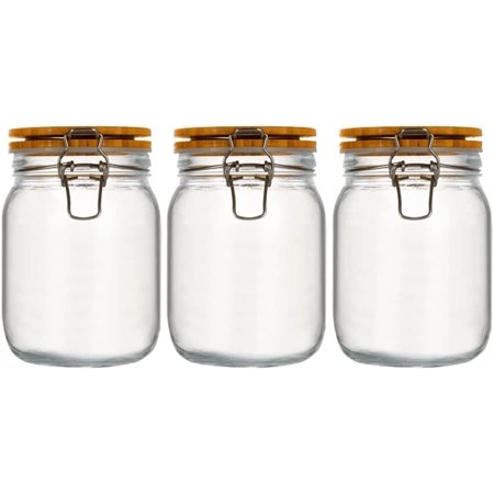 Glass Food Storage Jar, Cereal Canisters with Seal Wire Clamp Fastening ...