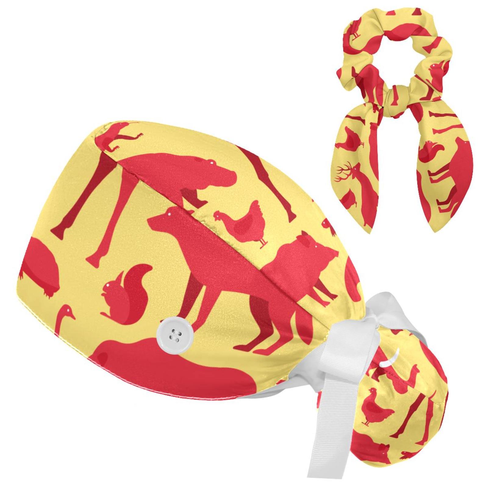 Working Cap with Buttons and Sweatband Scrub Hat Bouffant Caps with ...