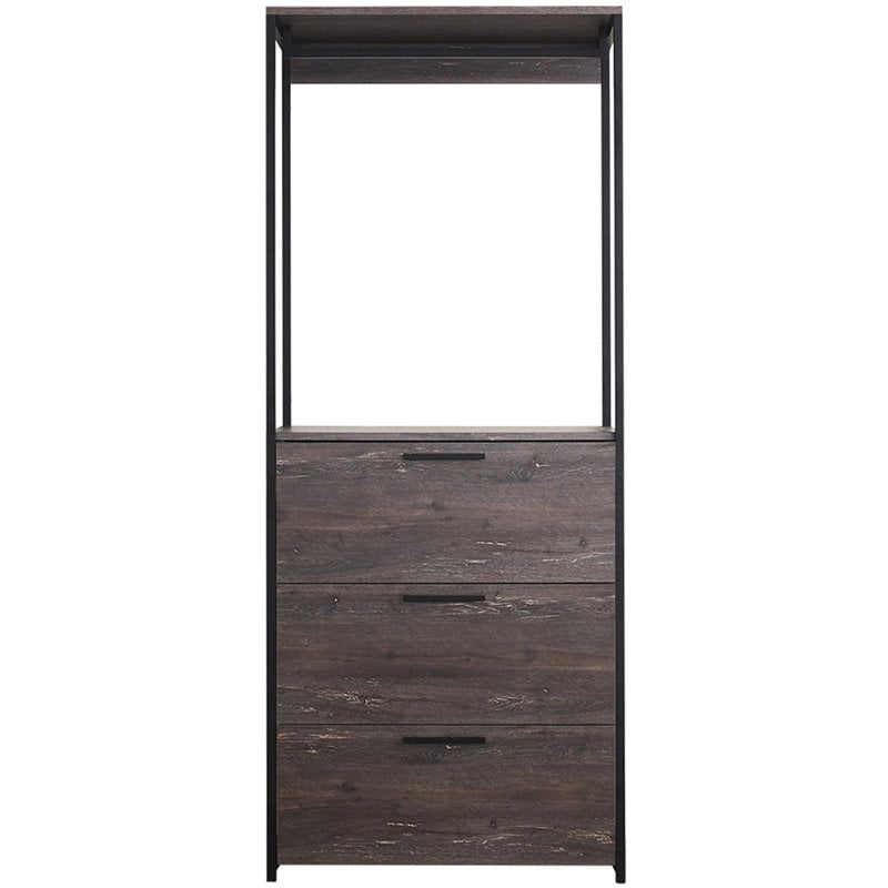 Klair Living Monica Wood and Metal Walk-in Closet with 3-Drawer in ...