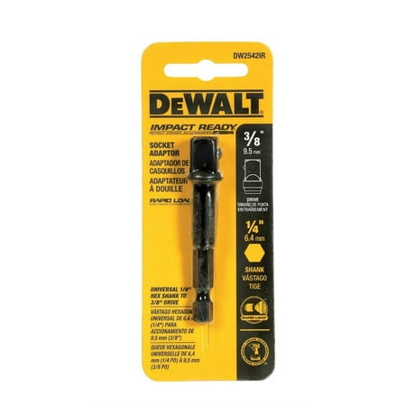 DeWalt Impact Ready Socket Adaptor, 1/4" (Hex); 3/8" (Square), EA (115 ...