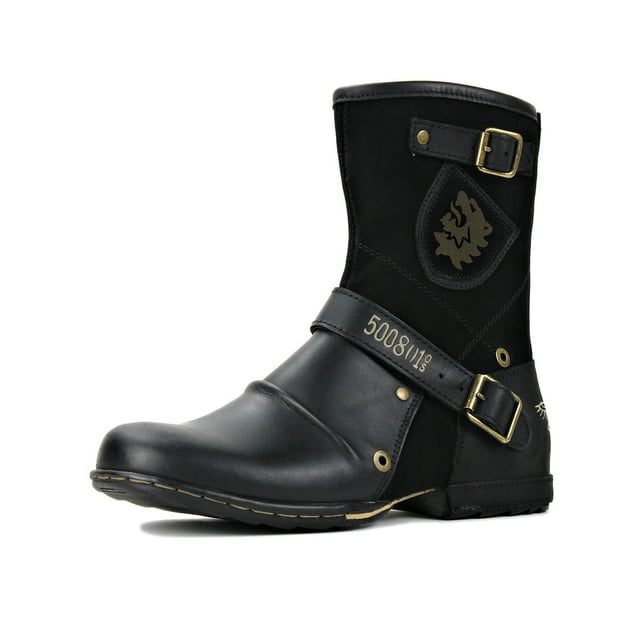 SIMANLAN Moto Boots for Men Designer Fashion Zipper-up Leather Chukka ...