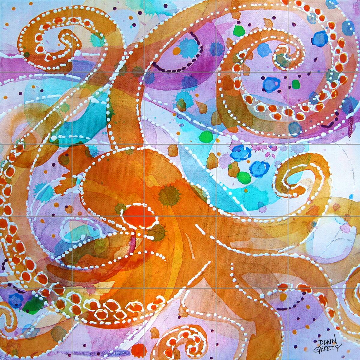 Tile Mural Bathroom Backsplash - Octopus-DG - by Dawn Gerety - Walmart.com