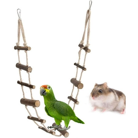 Bird Ladder, Natural Wood Climbing Suspension Bridge Toy for Parrots ...