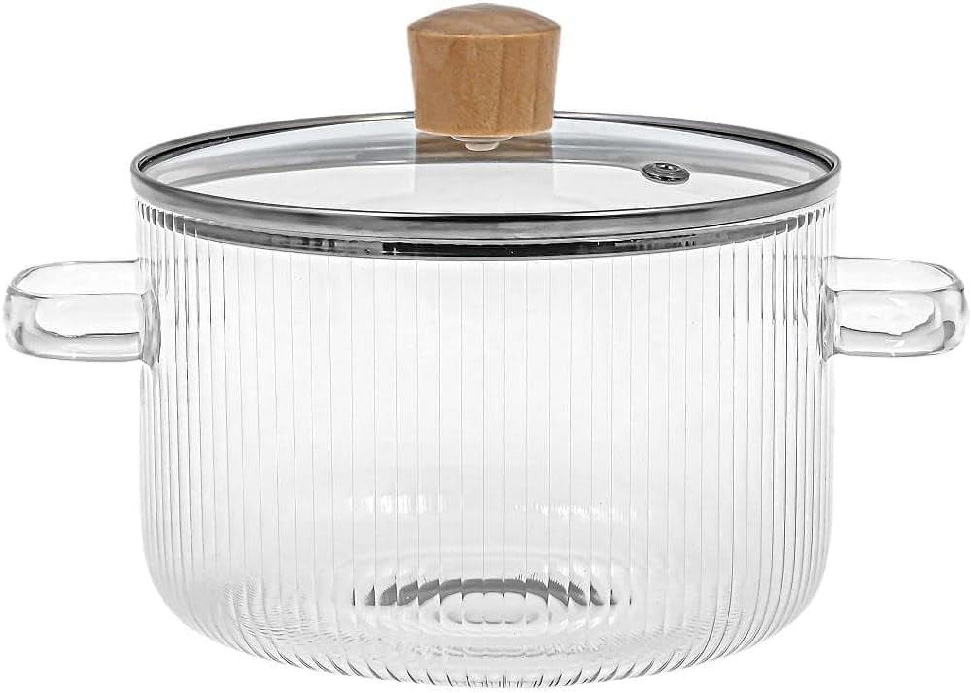 Borosilicate Glass Cookware Set - Heat Resistant Stovetop Pot with Lid ...