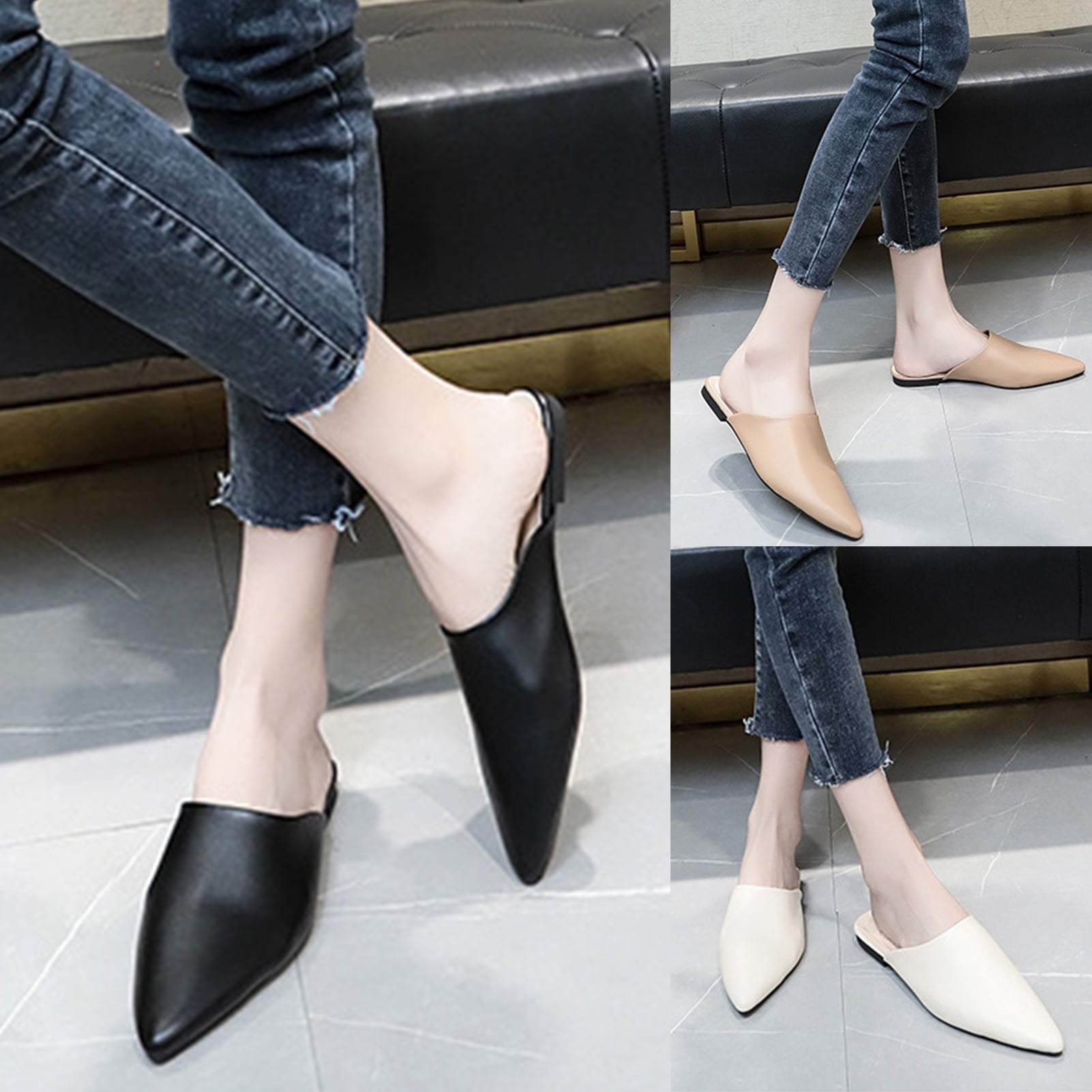 Click here for Unbranded Women Closed Pointed Toe Flat Heel Slide... prices