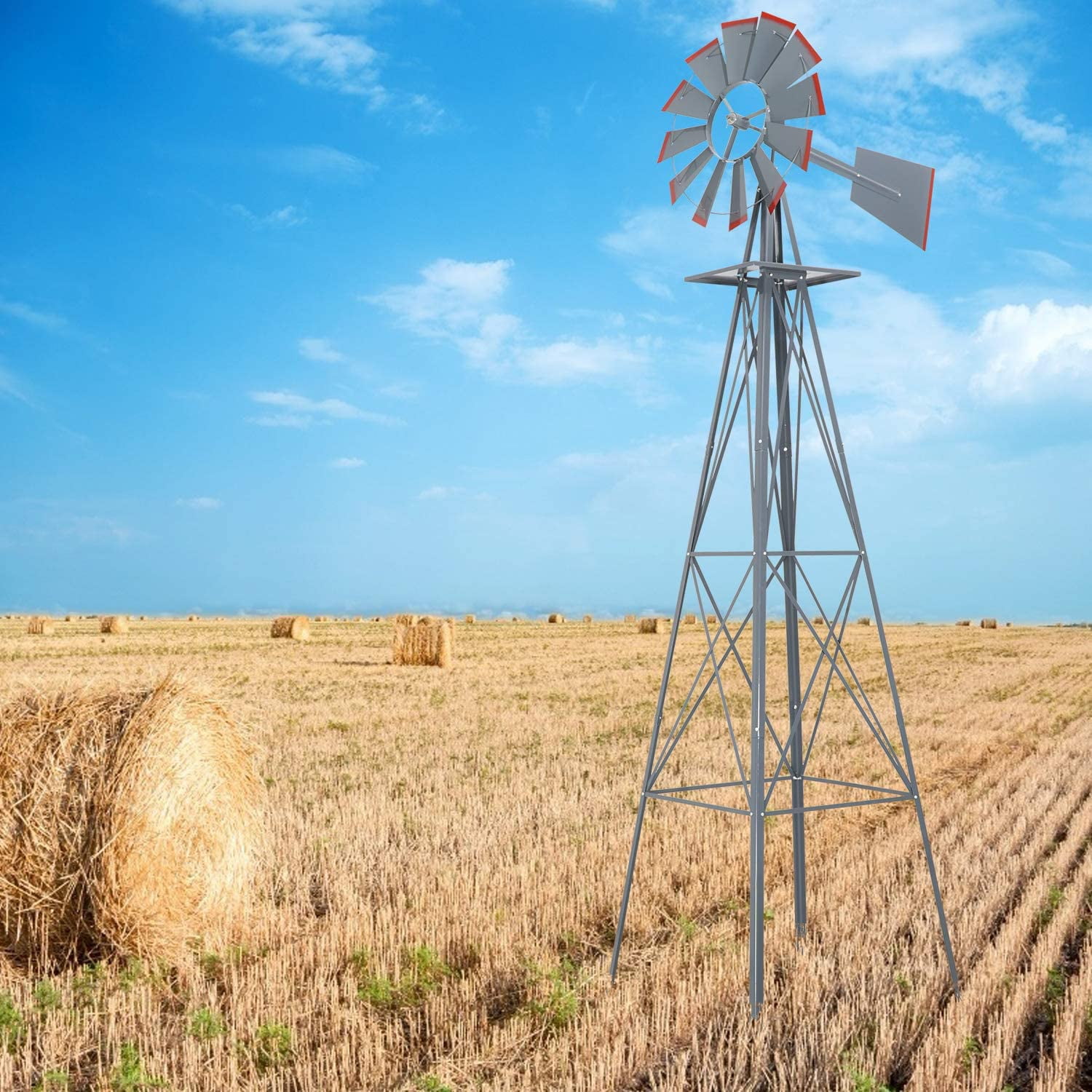 SOLAURA 8FT Windmill Ornamental Metal Weather Vane for Home, Garden ...