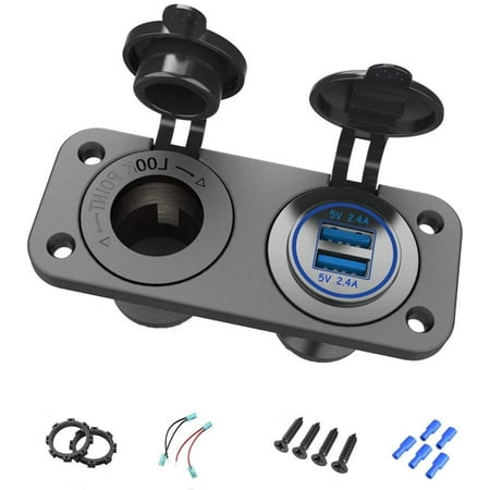 4-in-1 Car Charger Switch Panel, Dual USB Charger Function 2.1A & 1A ...