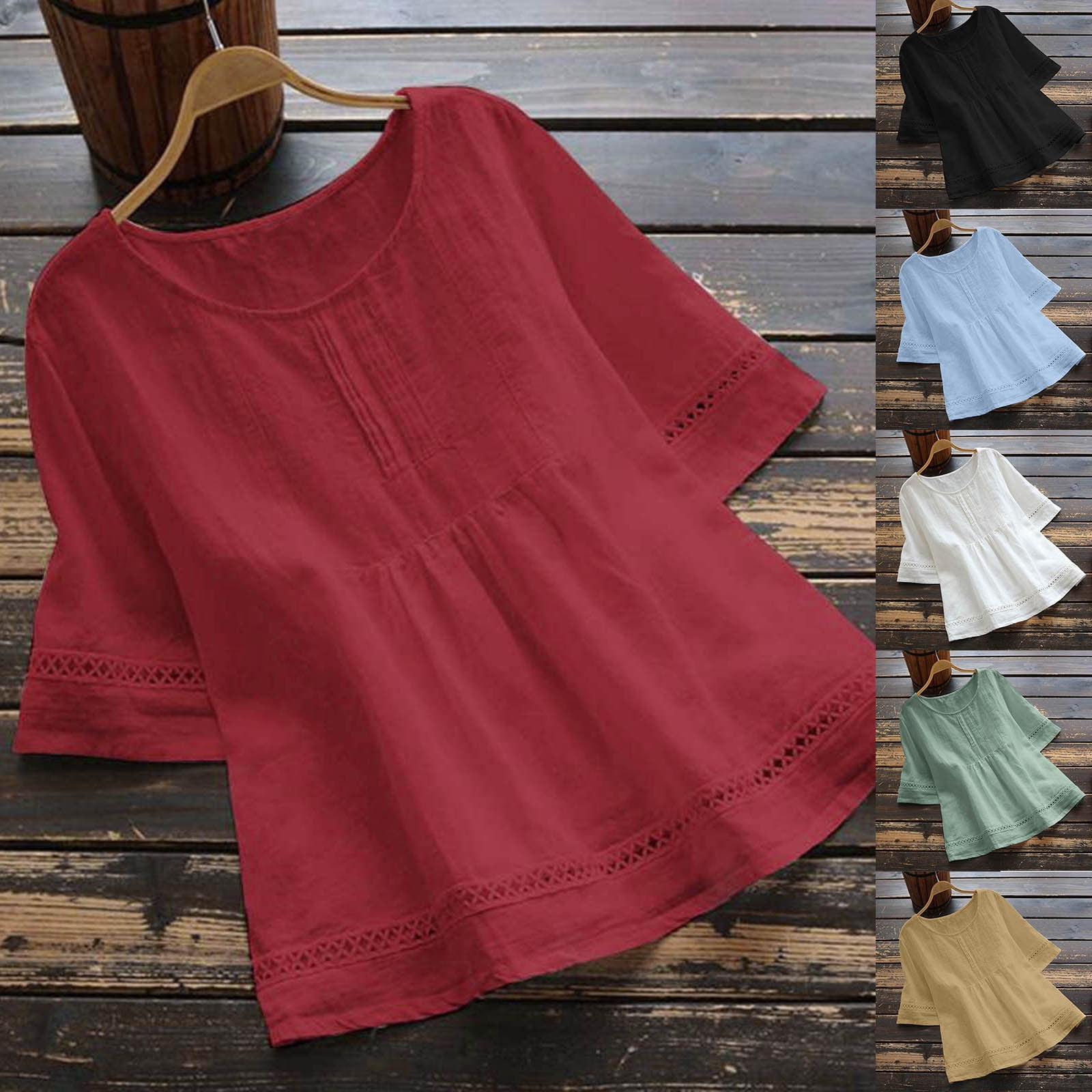 Click here for Qipopiq Women Cotton Linen Tops Causal Summer Shor... prices