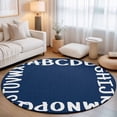 Bold Alphabet 3FT Round Area Rugs Modern Nautical Letters Dark Blue ...