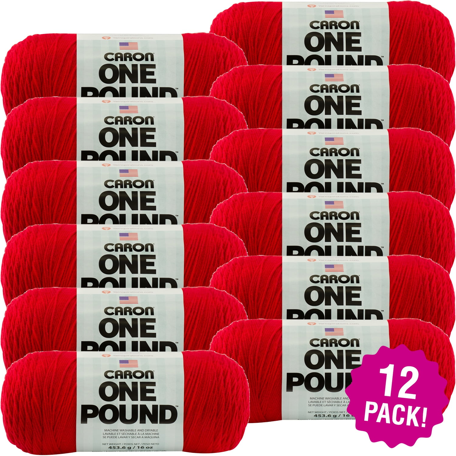 Caron One Pound Yarn - Scarlet, Multipack of 12 - Walmart.com