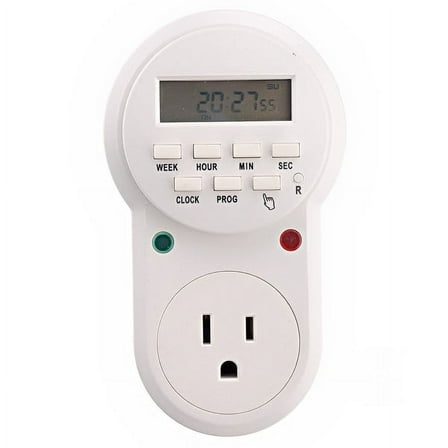 GE 7-Day Programmable Digital Timer, 1 Outlet Grounded, Plug-In Indoor ...