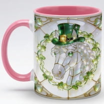 Lucky Unicorn St Patrick's Day Ceramic Mug, Stained Glass Shamrock ...