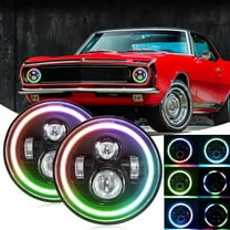 CHUSYYRAY 7" inch RGB Round LED Headlight Halo Angel Eyes DRL - for ...
