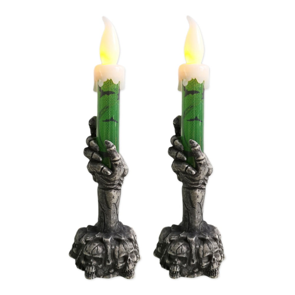 2 Pack Skeleton Hand Candle Light,Halloween Candles Lighted Lamp ...
