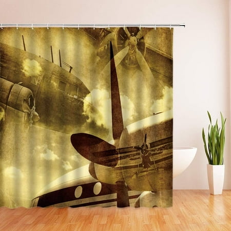 Vintage Airplane Shower Curtain Retro Plane World War 2 WW2 Army ...