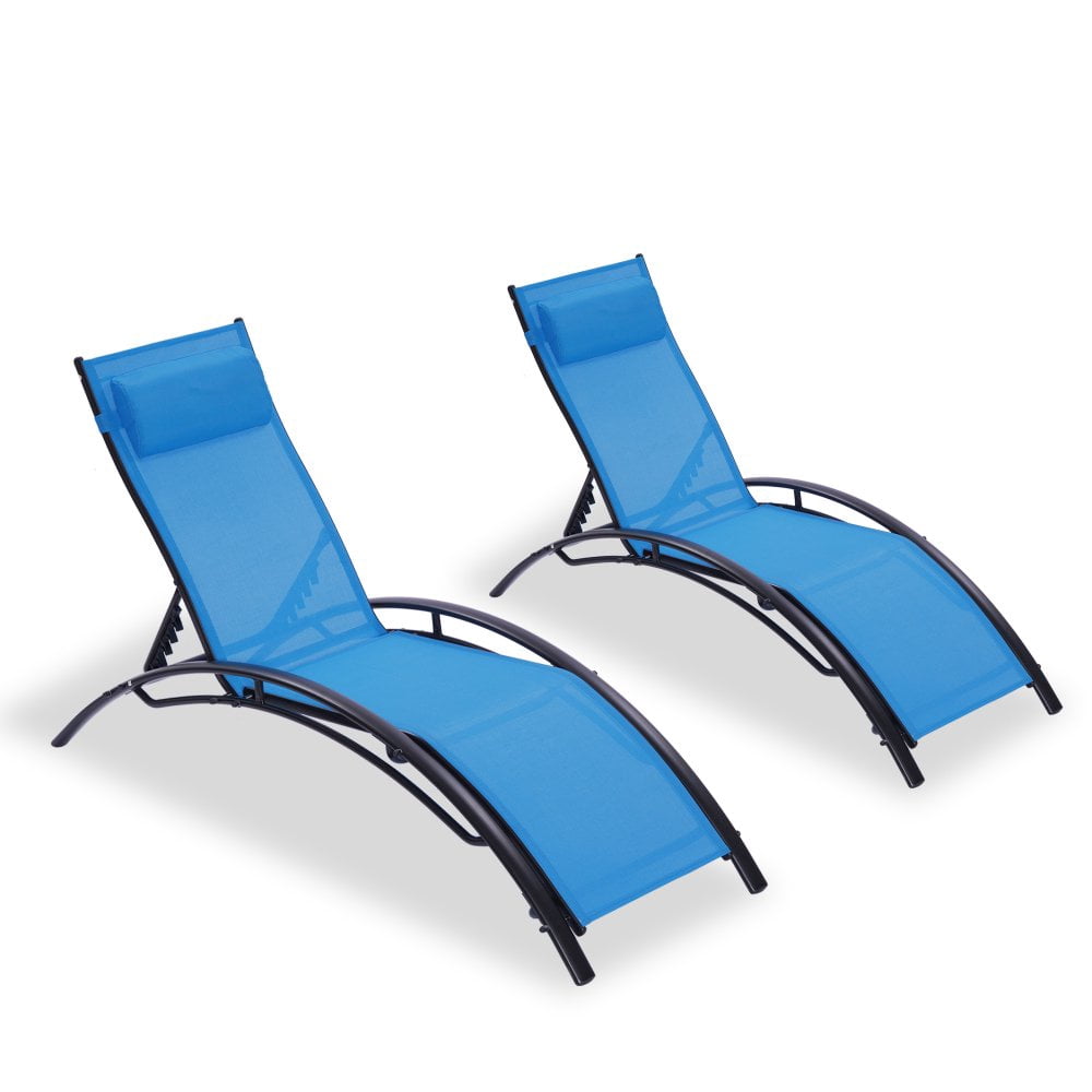 Tcbosik 2pcs/set Outdoor Chaise Lounges, Chaise Chairs Adjustable ...