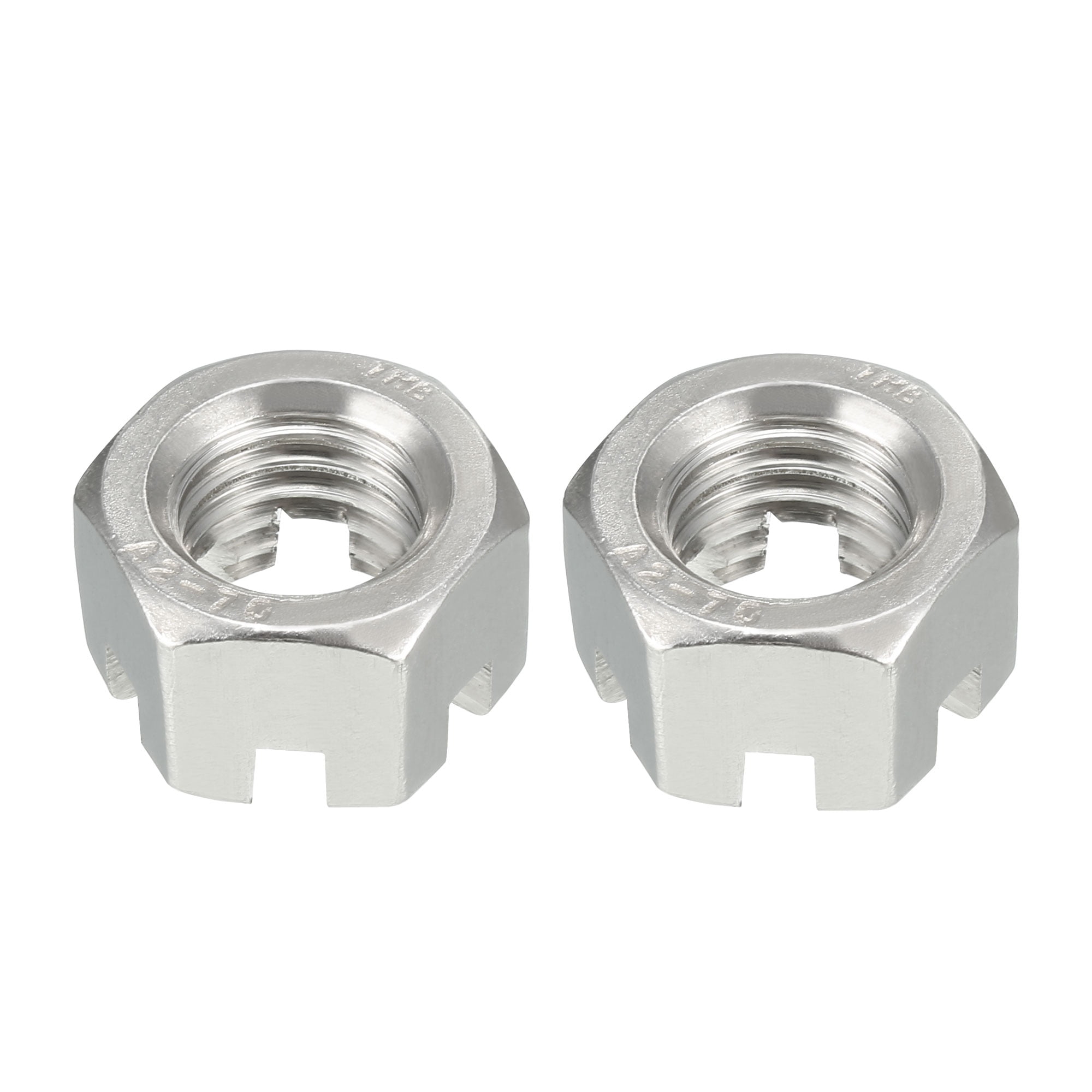 M14 x 2mm Pitch 304 Stainless Steel Slotted Hex Nuts Pack of 2 ...