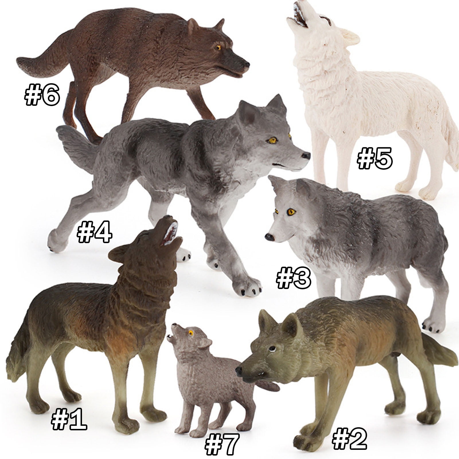 Walbest 1Pc Miniature Animal Wolf Model Figurine Simulation Solid PVC ...
