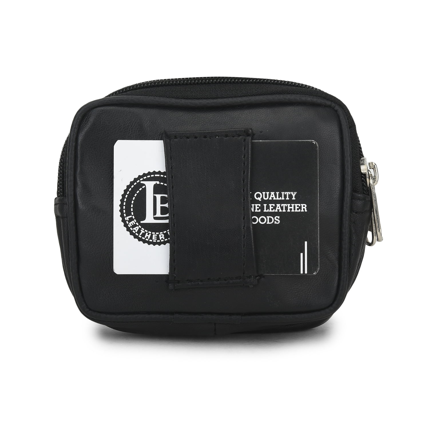 Black Belt Pouch With 3 Zipper pockets Leather - Can hold cards, money ...